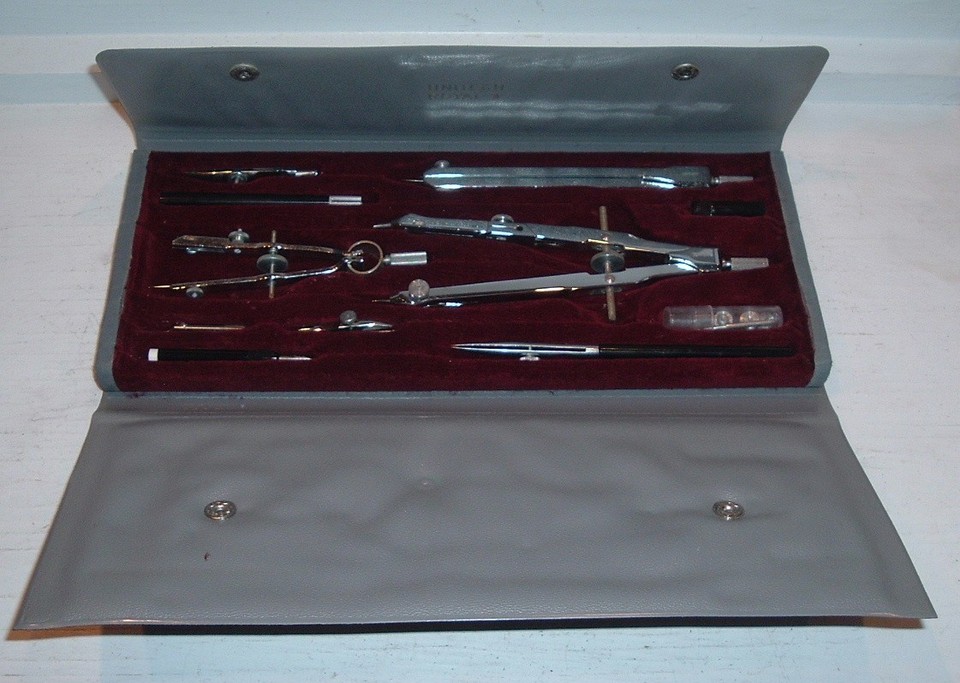 VINTAGE UNITECH DRAFTING TOOL SET, ENGINEERS CALIPERS AND INSTRUMENTS ...