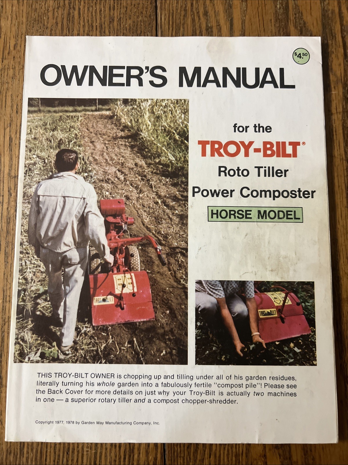 Troy-Bilt HORSE I Roto Tiller 2nd ed Owner & Service Repair Manual ...