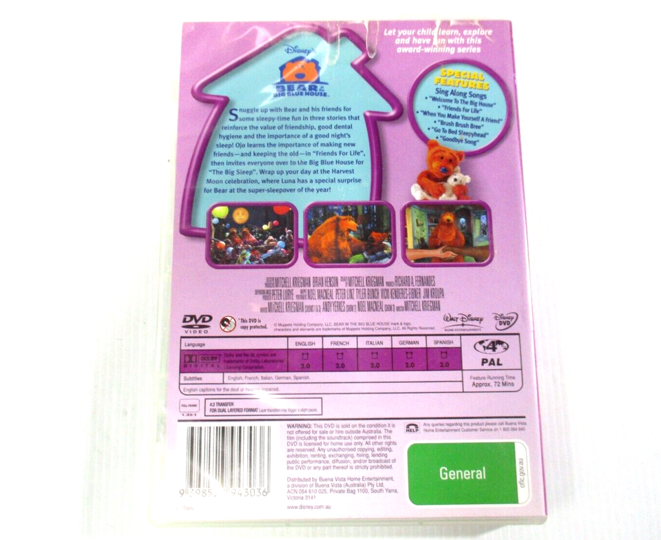 Sleepy Time With Bear & Friends Volume 4 DVD G PAL R4 Disney DVD 2004 ...