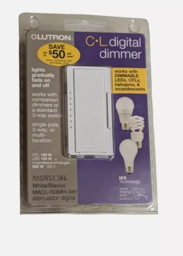 Lutron C.L Digital Dimmer ~White~ Use for Single, 3-Way, Multi MACL ...