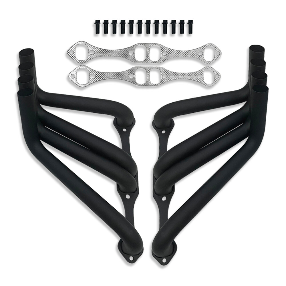 For Chevy SBC 327 350 Black Zoomie Exhaust Headers Rectangular Port ...