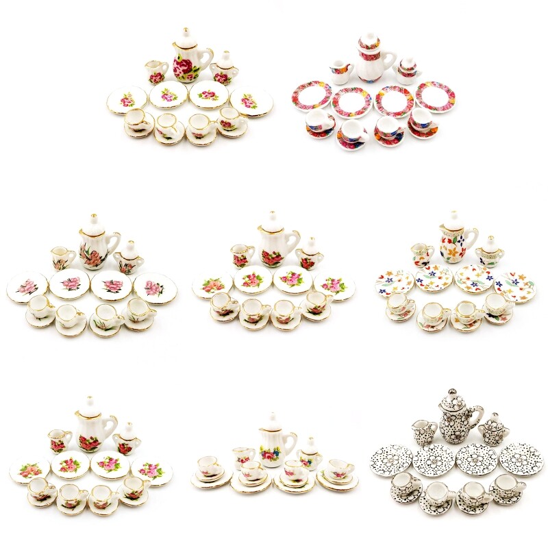 Realistic Teaware Scaled Model Cups Figure Kitchen for Play Child Role ...