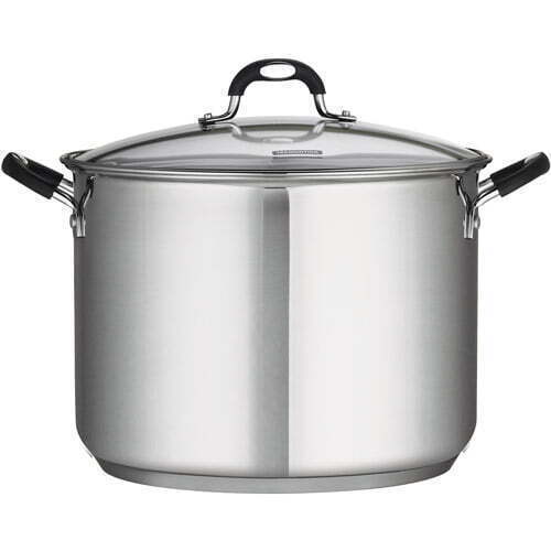 16 Quart Stainless Steel Covered Stock Pot,Ergonomic & Sturdy,Soft-Grip ...