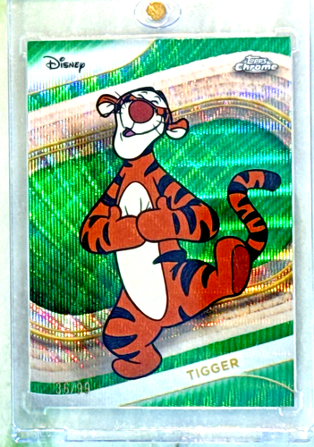 Tigger 2025 Topps Chrome Disney Tigger Green Wave Refractor Card-#36/99 ...