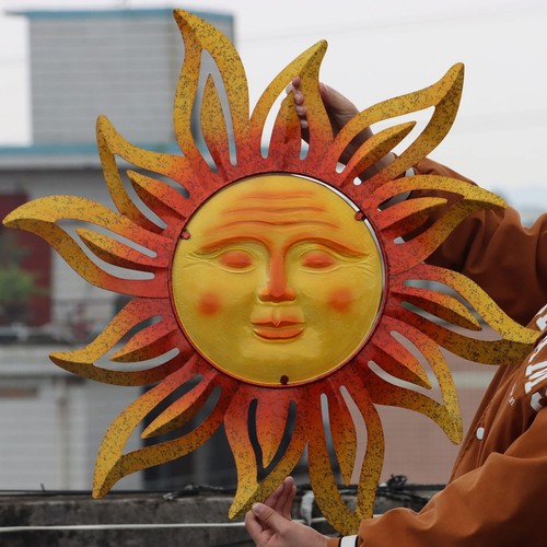 Large Size 32Inch Metal Sun Outdoor Wall Art Decor Large, Hanging for ...