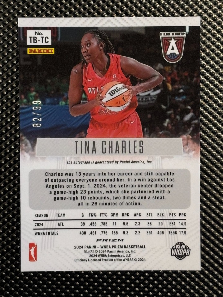 2024 Panini Prizm WNBA Tina Charles Auto Throwback Autograph Red /99 # ...
