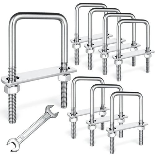 8 Sets M8 Square U-Bolts,u-Bolts 2 inch Wide,304 Stainless Steel Square ...