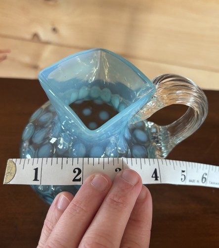 Antique Blue Coin Spot Opalescent Rim Hand Blown Clear Handled Glass ...