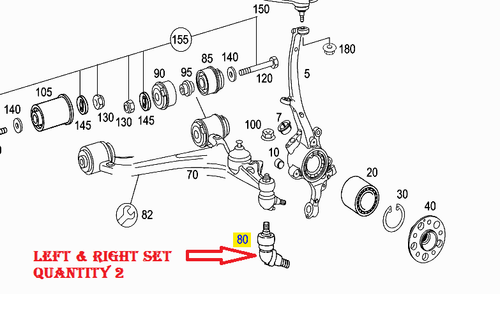 MERCEDES W208 W210 W211 W220 Front Suspension Lower Ball Joint SET ...