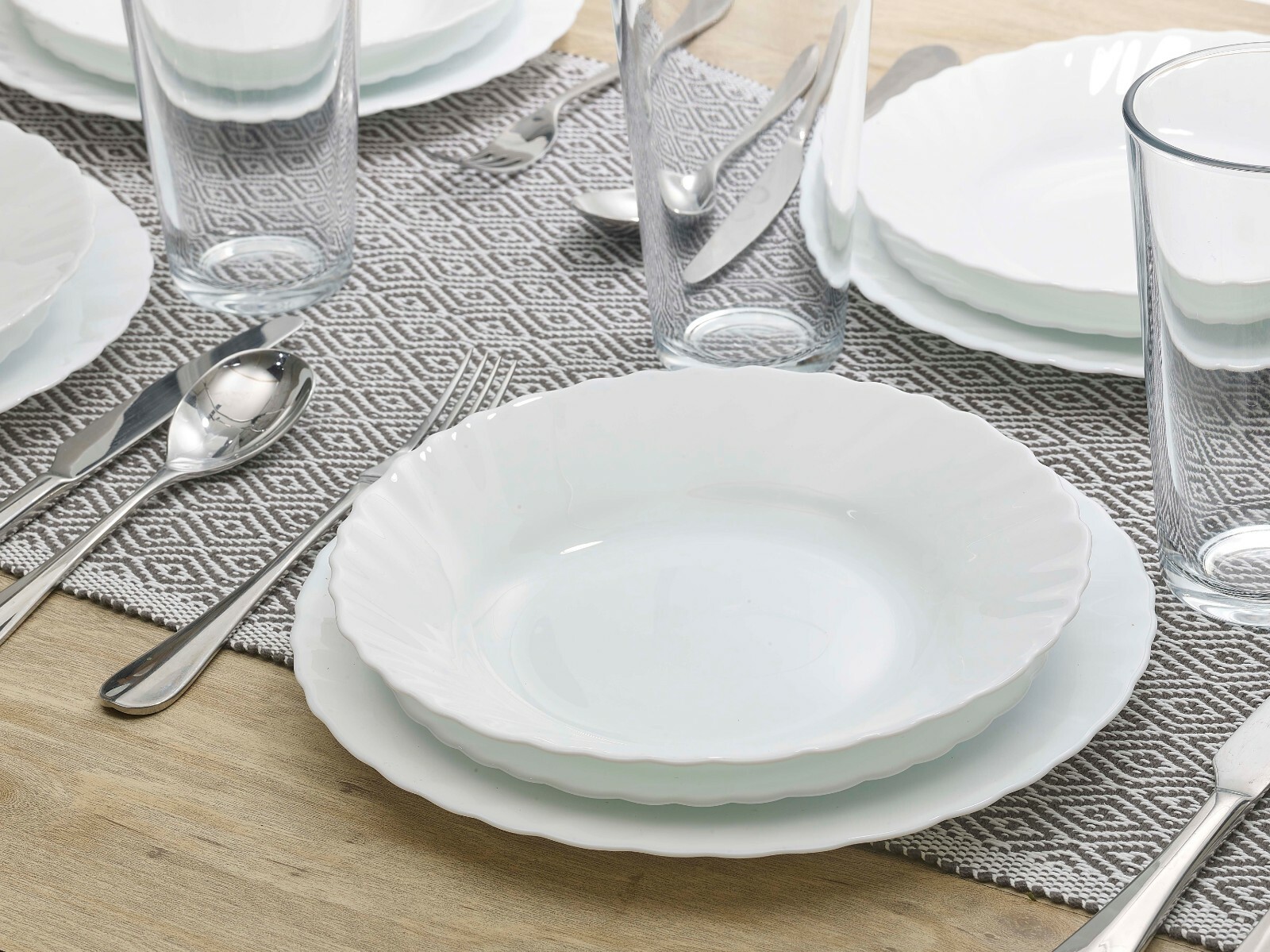 Bormioli Rocco Prima Dinner table Set Opal Glass Tableware Dining Plate ...