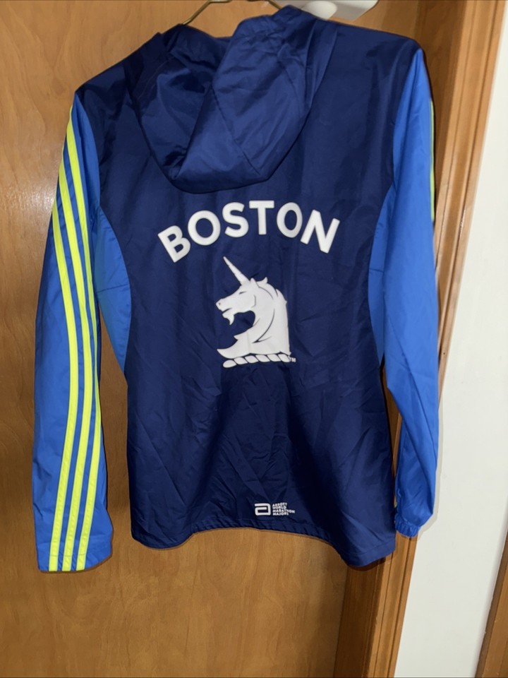 ADIDAS RUNNING 2022 BOSTON MARATHON FULL ZIP HOODED RACE OFFICAL JACKET ...