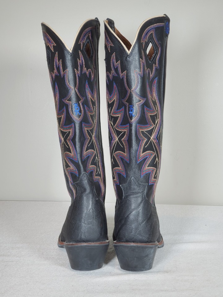 Tony Lama 3R Buckaroo 16” Tall Western Boots Black Leather RR1015 Men's ...