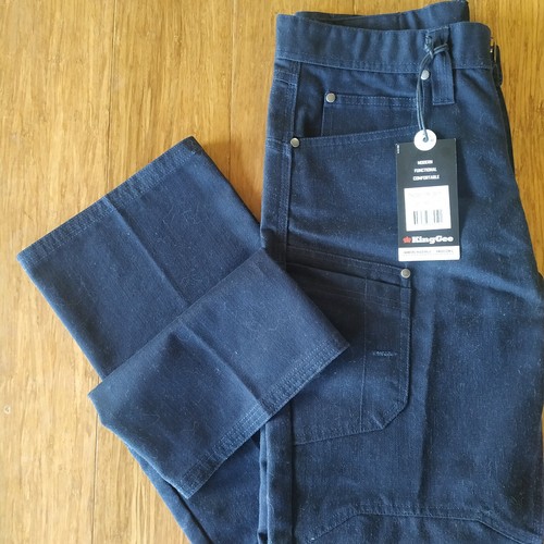 King Gee Mens Work Pants Size 77R Cotton Blend Navy Blue Tradies Work ...