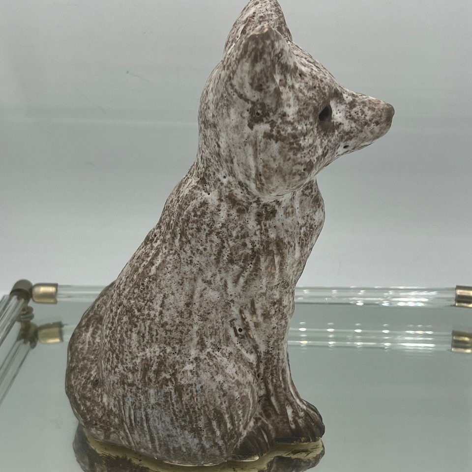 New McCarty Pottery handmade ceramic Fox Figurine Nutmeg Speckled Brown ...