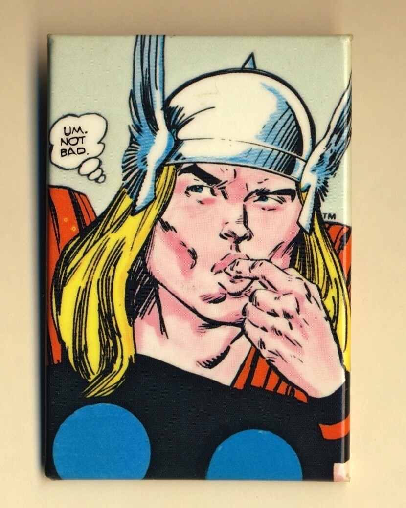 1986 THE MIGHTY THOR Rectangular Comic Panel Pinback Button Pin COMIC ...
