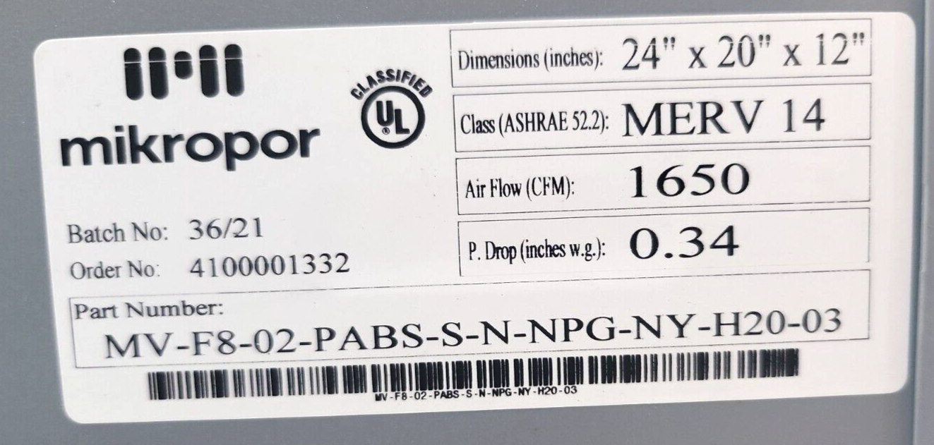 mikropor filter MV-F8-02-PABS-S-N-NPG-NY-H20-03 | eBay
