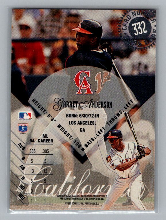 1995 Garret Anderson #332 Leaf California Angels MBBC #16 | eBay