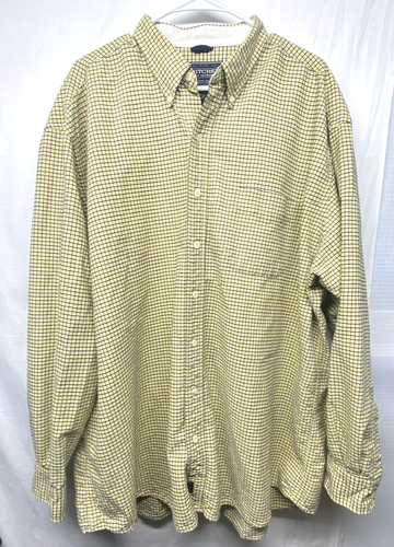 Britches Shirt Men XXL Yellow Blue Oxford Plaid Button Up Long Sleeve ...