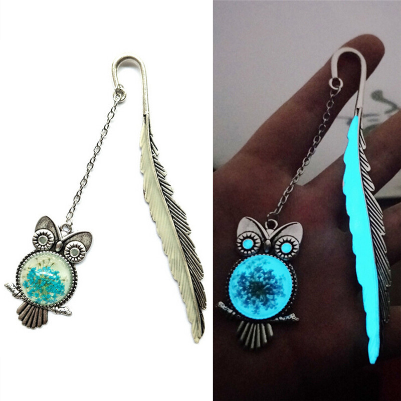 1XLuminous Night Owl Bookmark Label Read Maker Feather Book Stationery ...