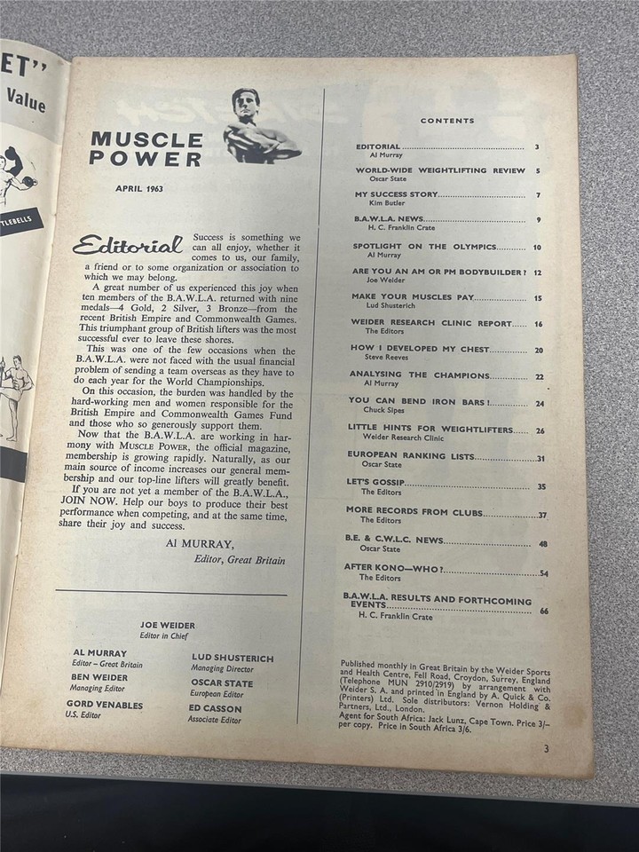 MUSCLE POWER bodybuilding magazine GEORGE EIFERMAN 4-63 (UK) | eBay