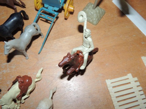 50s Marx Roy Rogers Rodeo Playset #3690, figures, horses, wagon, accs ...