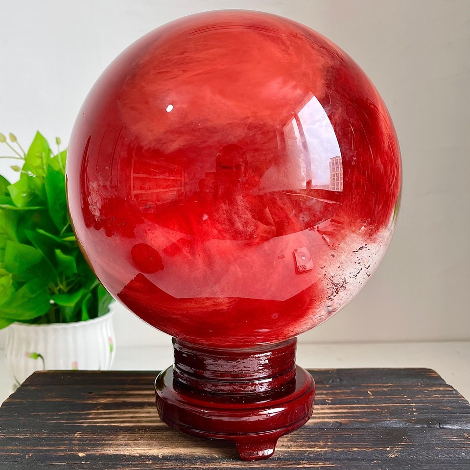 27.07LB Natural Red melting stone crystal Ball Quartz Crystal Sphere ...