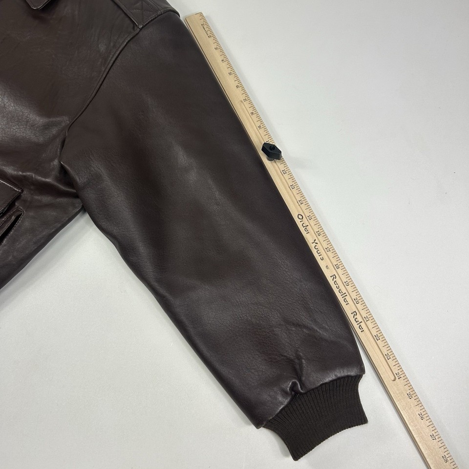 Orvis Genuine Lamb Leather Bomber Jacket Brown Mens Size XL Full Zip | eBay
