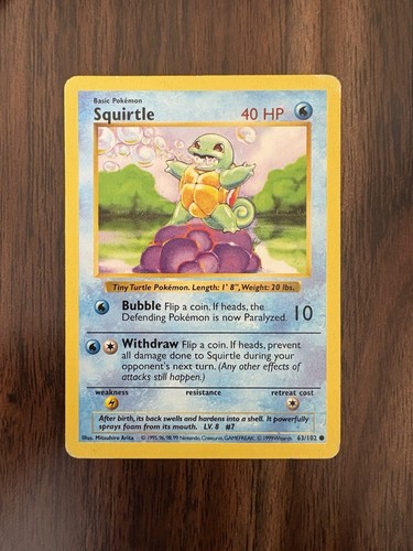 Pokemon TCG Base Set (Shadowless) #063/102 Squirtle | eBay