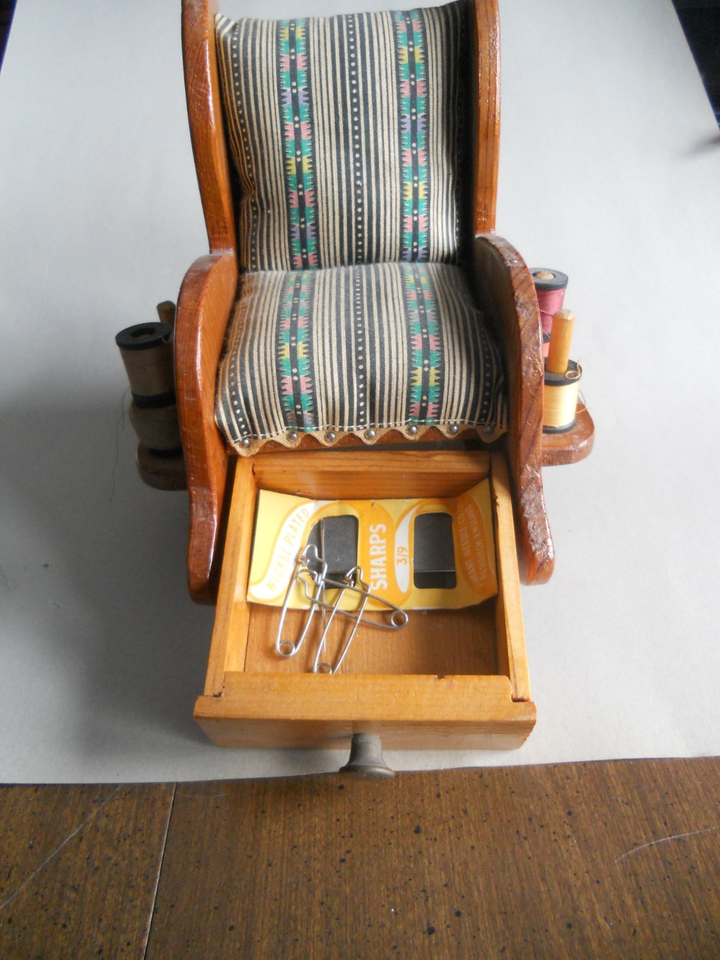 Rocking Chair Pin Cushion w/drawer & supplies Handmade | eBay