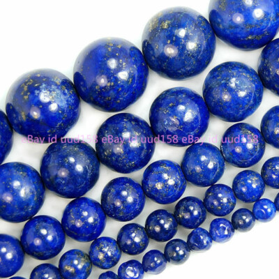 Genuine 6/8/10/12mm Natural Blue Lapis Lazuli Round Gemstone Loose ...