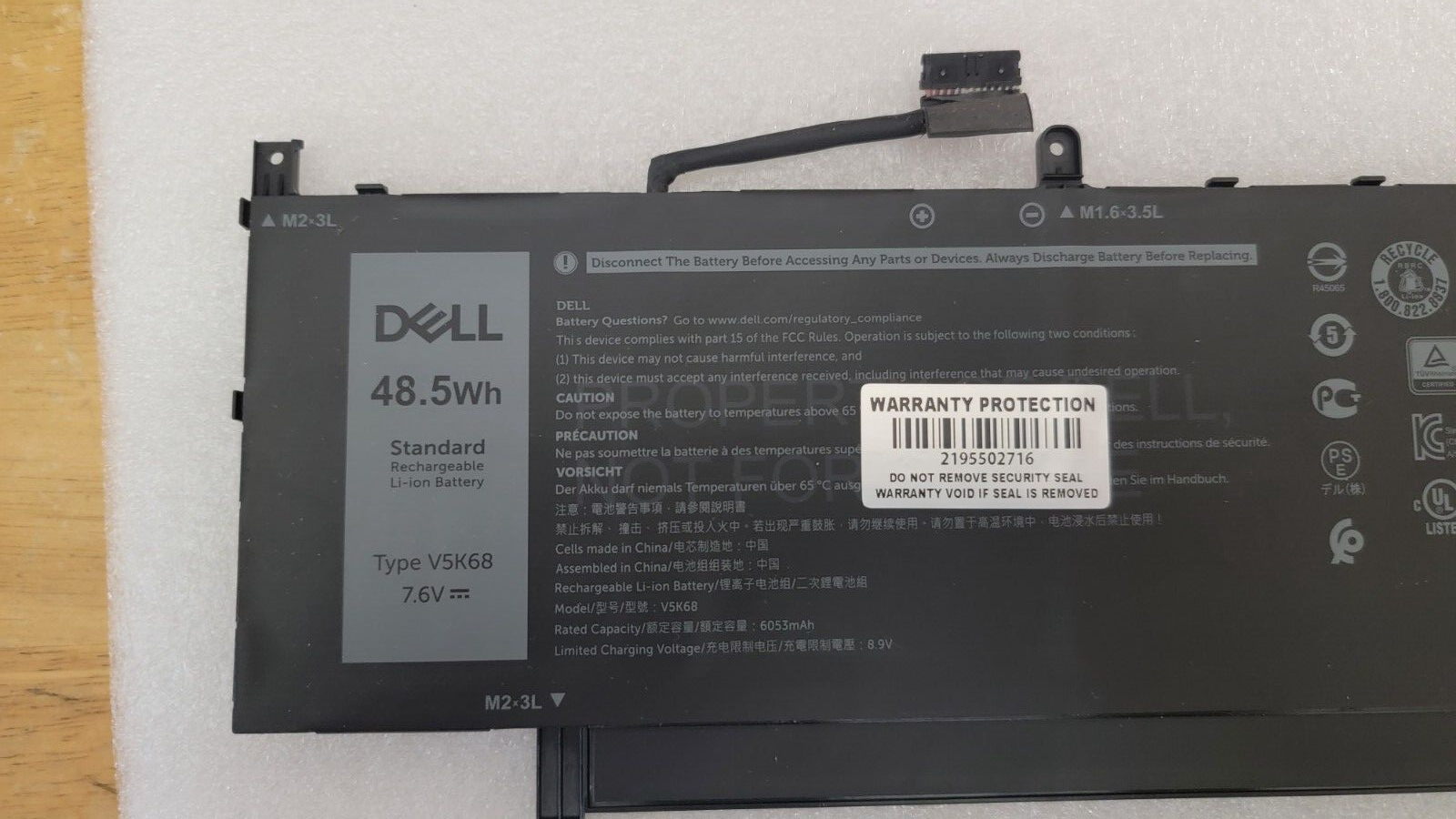 NEW GENUINE Dell Latitude 9510 9520 48.5Wh 4-cell Laptop Battery ...