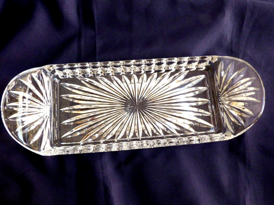 Modern Brilliant Cut Crystal Glass Tray dish 9.75" x 3.75" | eBay