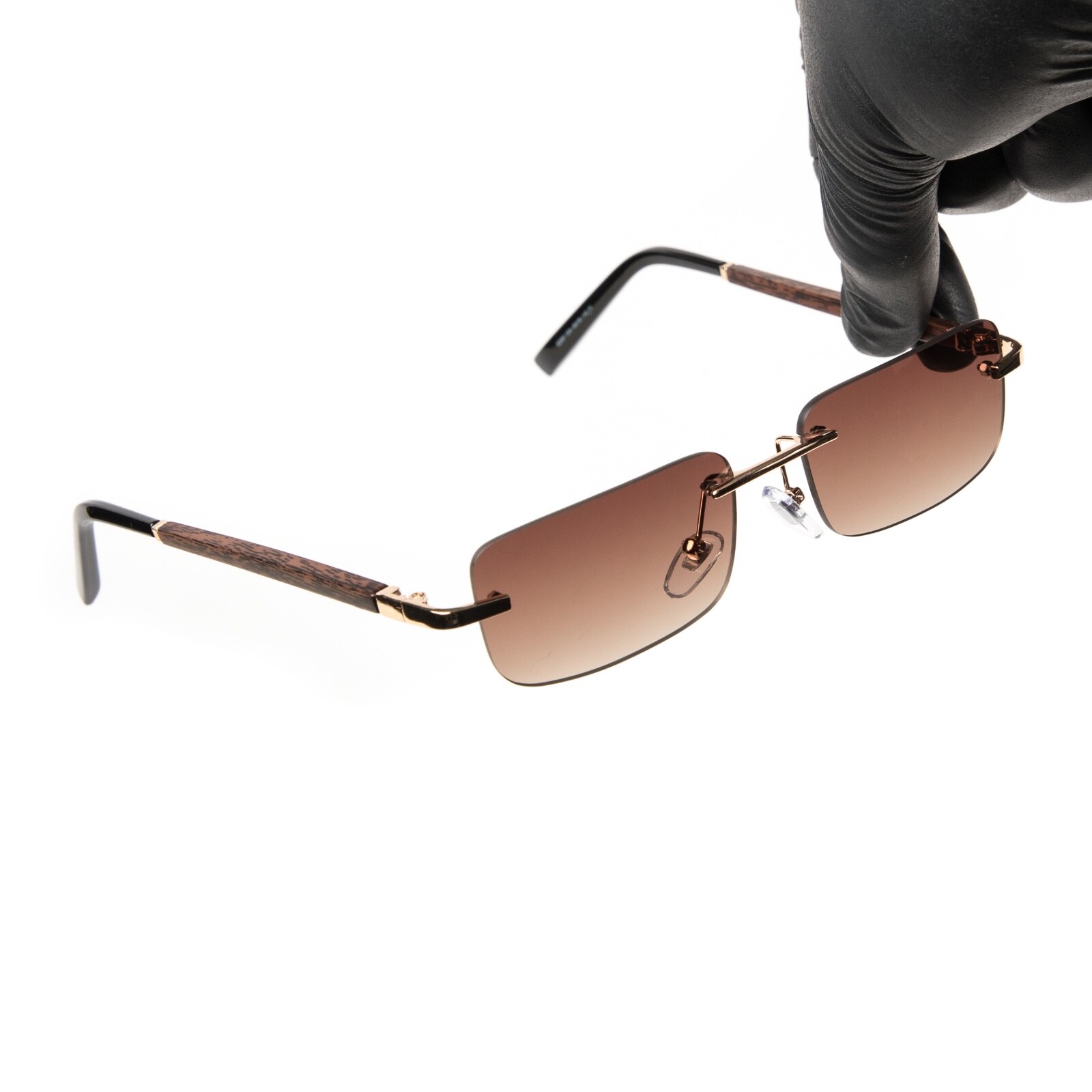 Vintage Mens Gold Wood Rectangular Brown Tint Shades Buffs Hip Hop ...