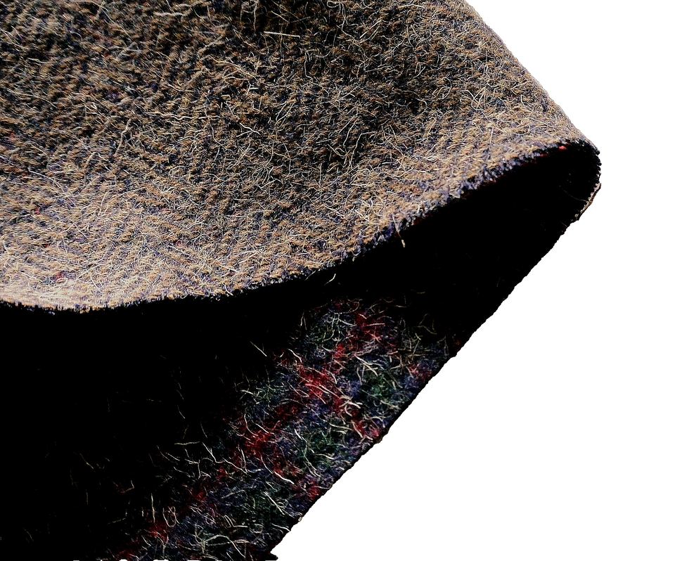 WOOL & CASHMERE DOUBLE FABRIC FACE BURGUNDY CHECK REVERSE SIDE FAWN ...