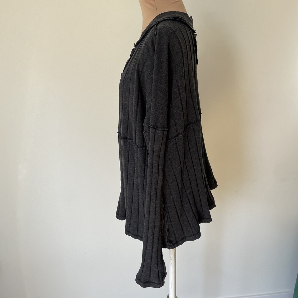 Free People In the Mix Boxy Oversized Ribbed Knit Henley Long Sleeve ...