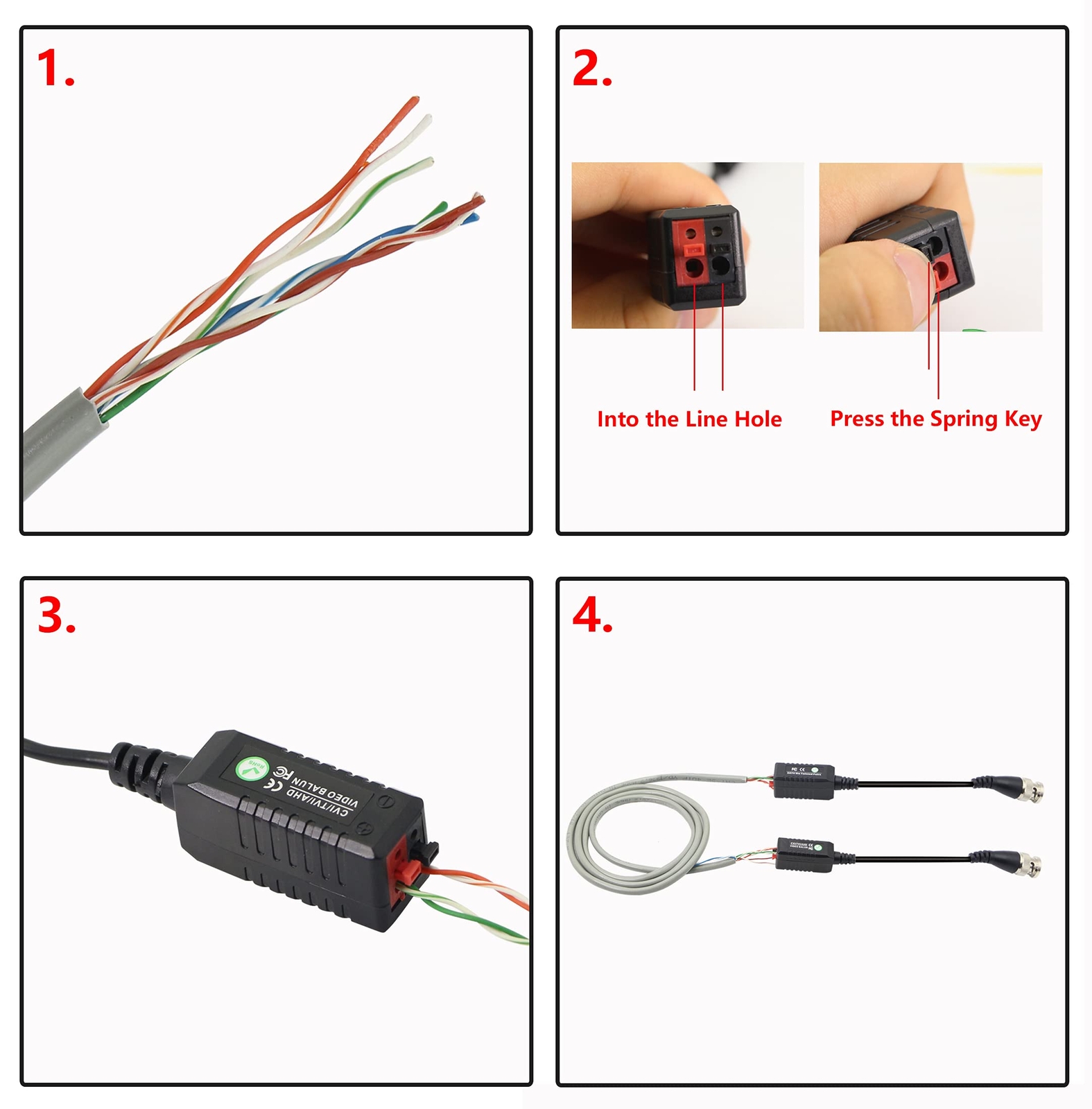Video Balun HD-CVI TVI AHD CVBS Passive Connector BNC Video Balun ...