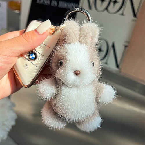 Real Mink Fur Rabbit Bunny Keychain Pompom Ball Bag Purse Phone Pendant ...