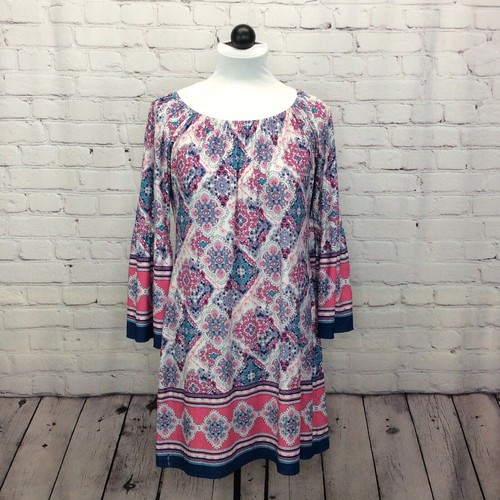 Mermaid Cove Shift Dress Women's Sm Peasant Style Bell Sleeves ...
