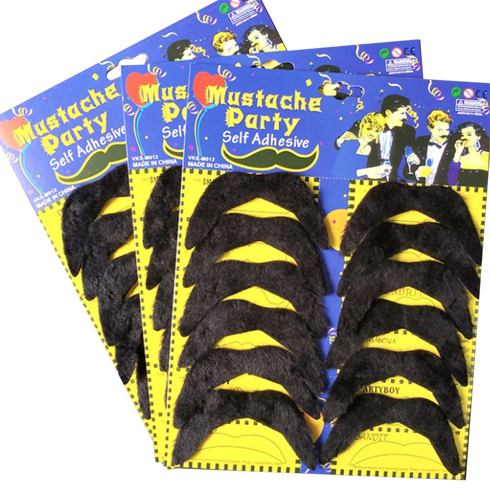 12Pcs Self Adhesive Tash Black Fake Mustache Mexican 70's Stick ...