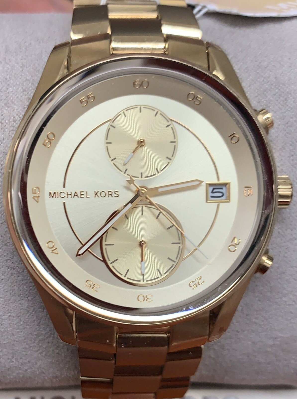 Michael Kors MK6464 Briar Gold Tone Dial Gold Tone Chronograph Women's ...