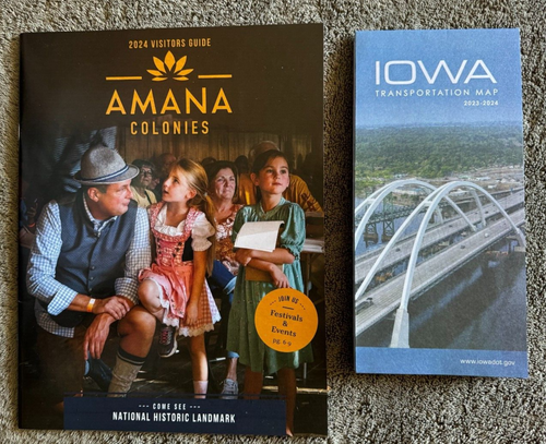 2023-2024 ~ Iowa ~ Official Road Map & Amana Colonies 37 Page Brochure ...