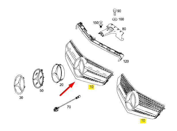 MERCEDES-BENZ E-CLASS Coupe C207 Radiator Grille A20788001839775 ...