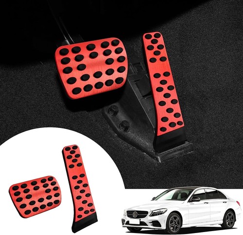 Matte Red Aluminum Brake Gas Pedal Pad Set AT Fits 15-21 W205 C200 C300 ...