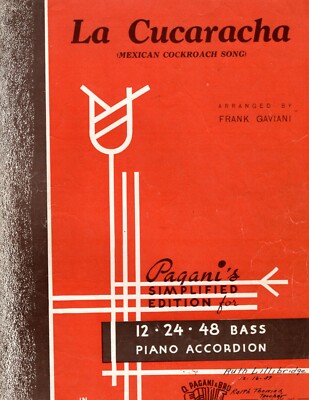 "LA CUCARACHA (Mexican Cockroach Song)" as Arranged by Frank Gaviani-3 ...