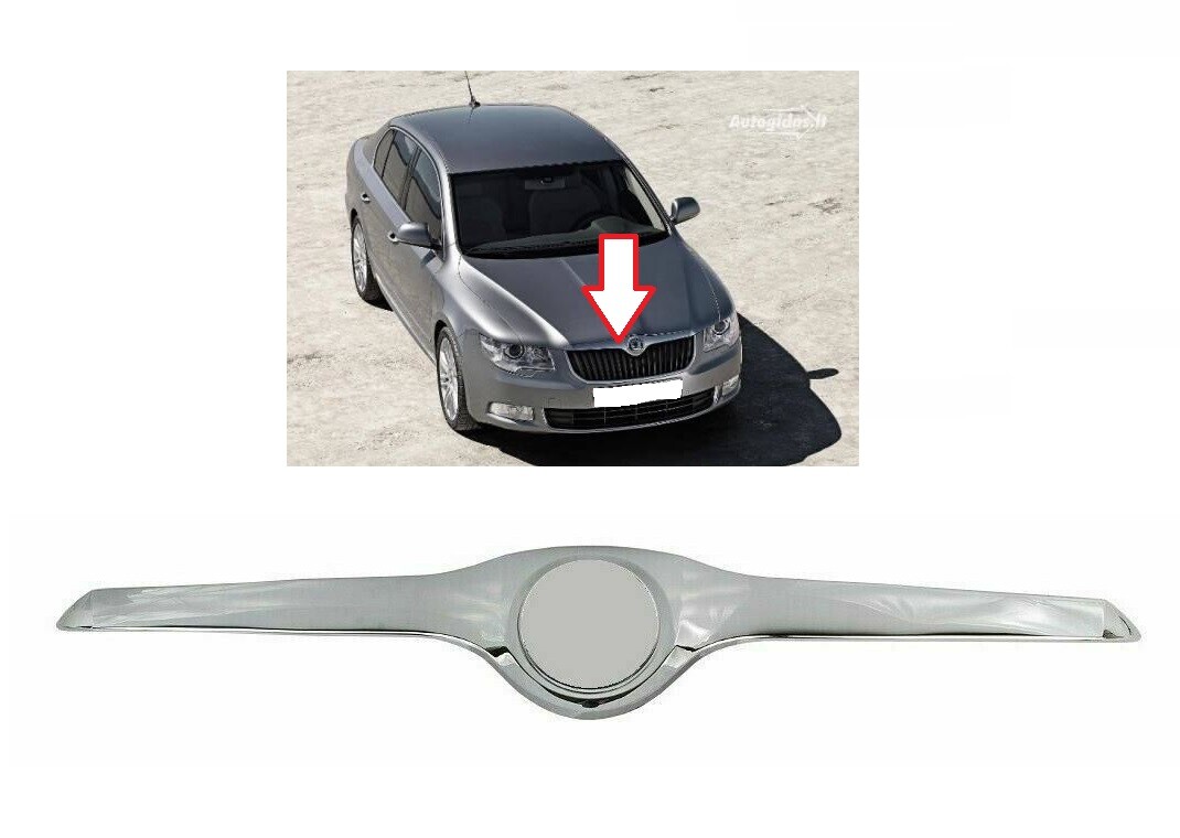 NEW FRONT BONNET HOOD CENTER CHROME TRIM 3T0853633 FOR SKODA SUPERB ...