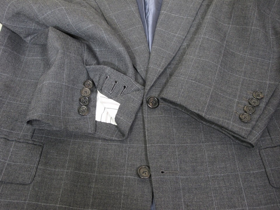 Bergdorf Goodman Bespoke Domenico Spano Suit 44L Gray Muted Window Pane ...