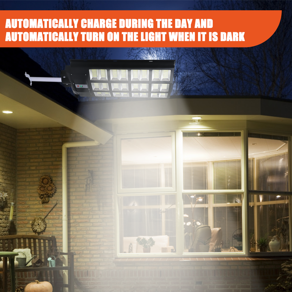 1600W LED Solar Street Light Dusk to Dawn Sensor Radar w/ Remote ...