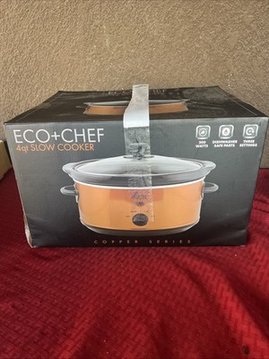 ECO+CHEF Copper Slow Cooker 4 Qt 3 Heat Settings Non Slip Base With ...