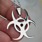 Biohazard Necklace Pendant 22" Chain Stainless Steel Polished Symbol ...