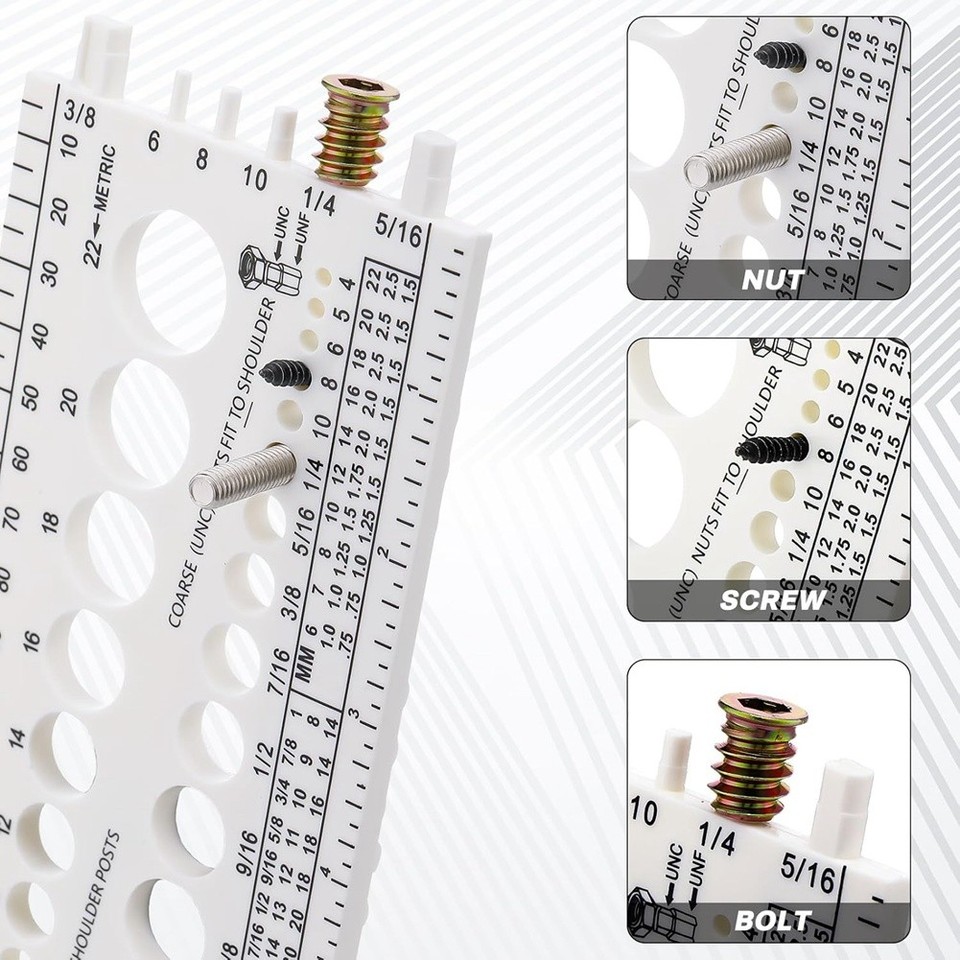 3Pcs Bolt Thread Plastic Metric and Standard Sizer Tool Bolt ...